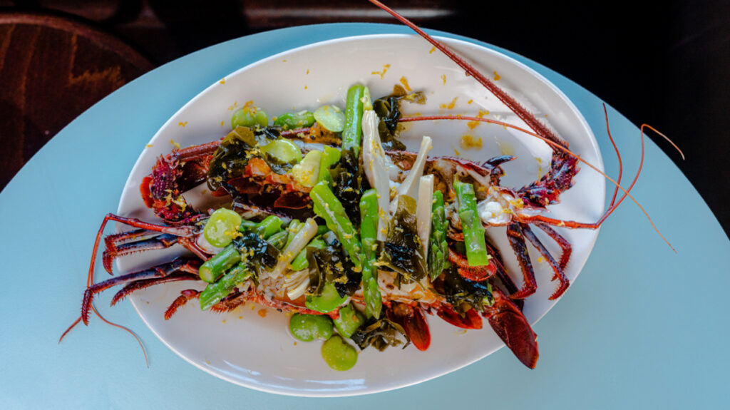 Steamed Lobster With Seaweed Butter & Spring Vegetables Recipe