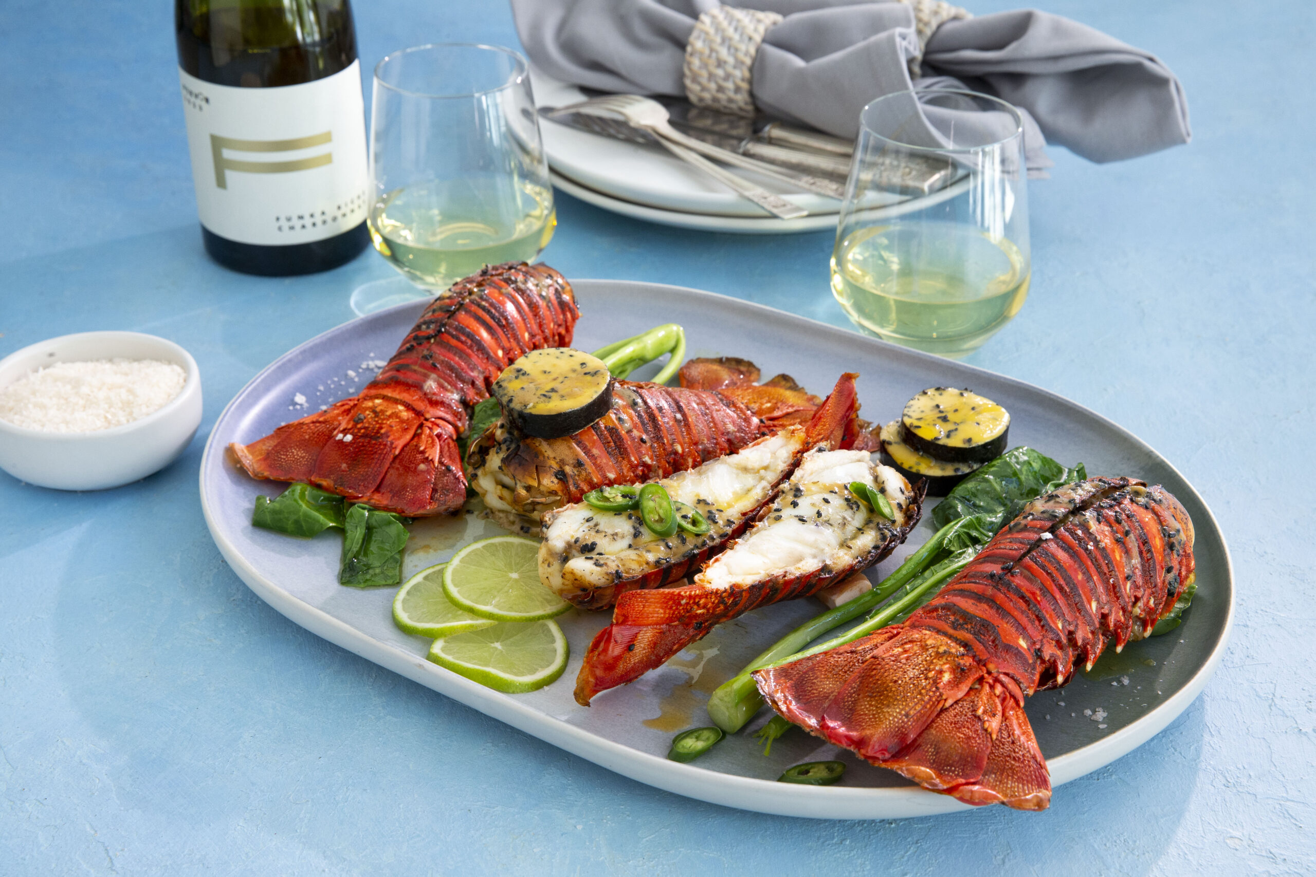 ROAST LOBSTER TAIL WITH MISO AND SEAWEED BUTTER & GRILLED BOK CHOY Recipe